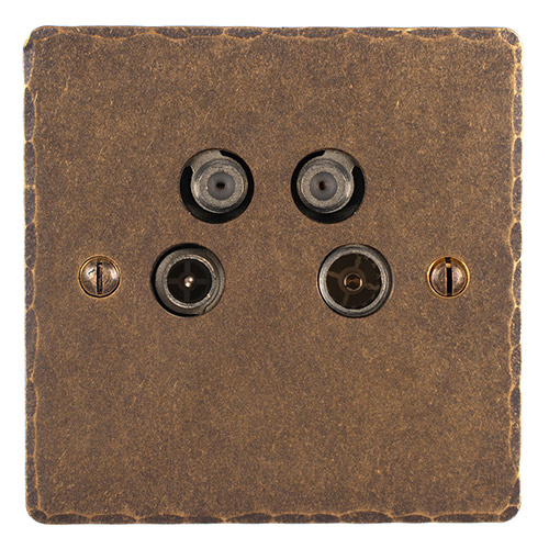 Product List Jim Lawrence 4 Way Satellite Socket In Antiqued Brass Hammered Sat Tv Return